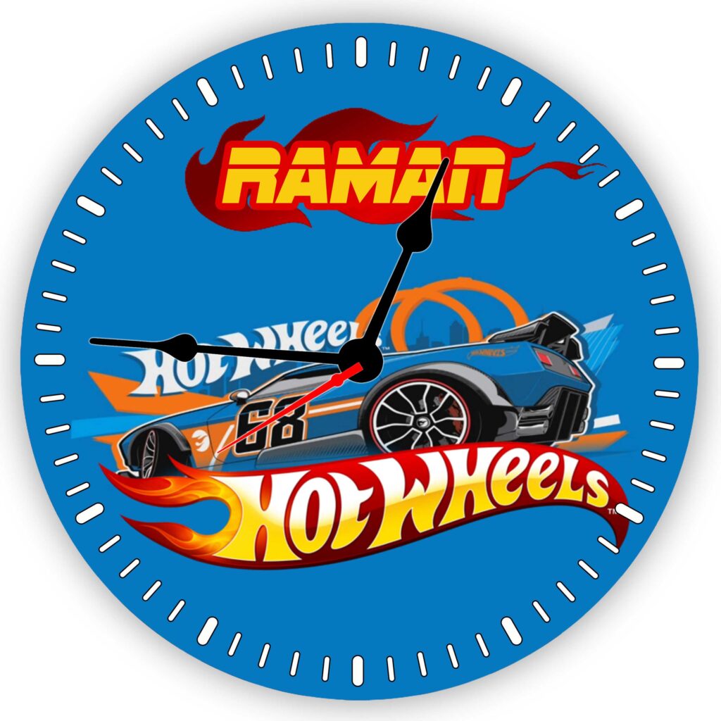 Clock – Hot Wheels – Personalize with Name – Mom’s Charm