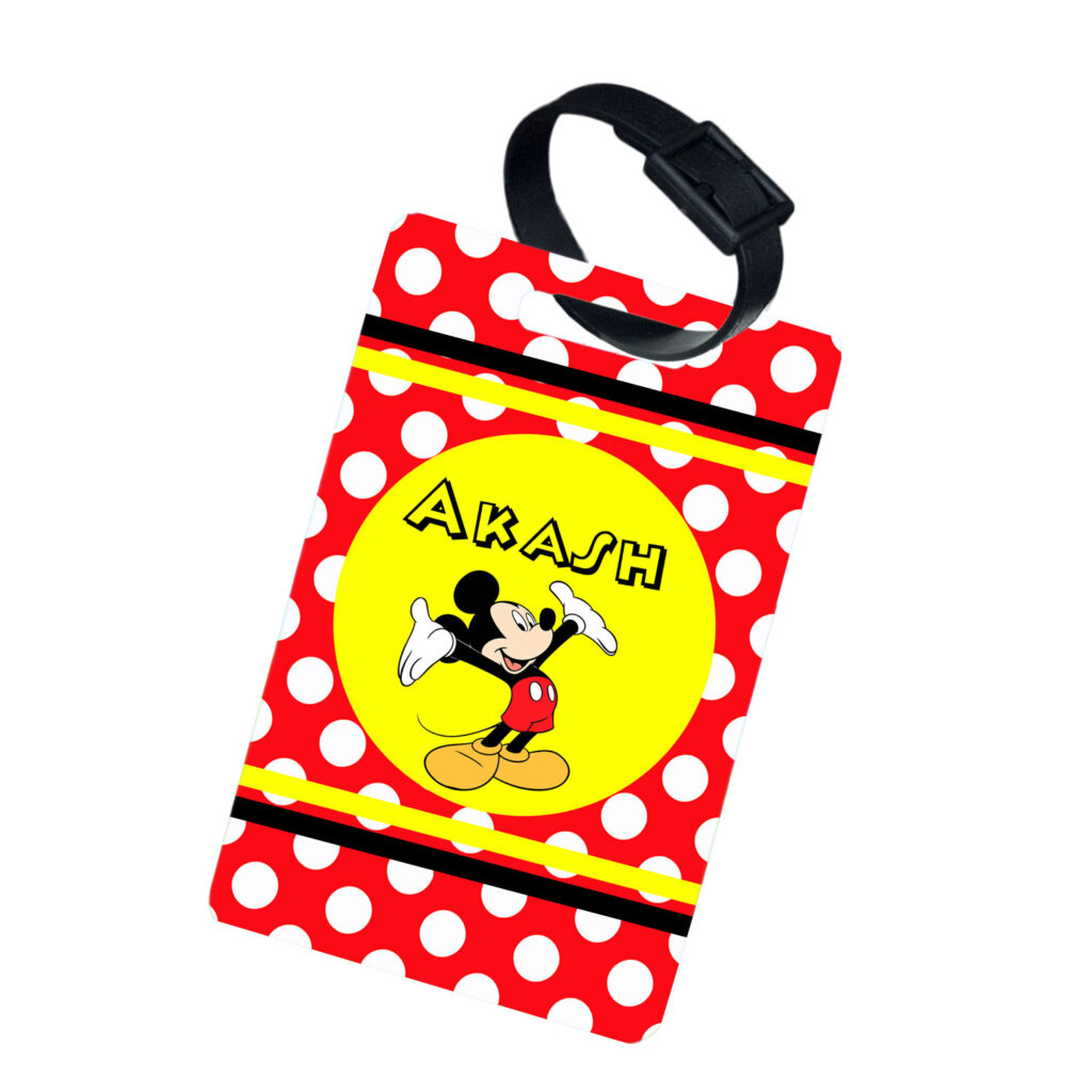 Luggage Tag – Mickey Mouse – Personalize with Name – Mom’s Charm