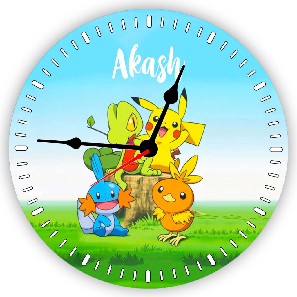 Clock – Pokemon – Personalize with Name – Mom’s Charm