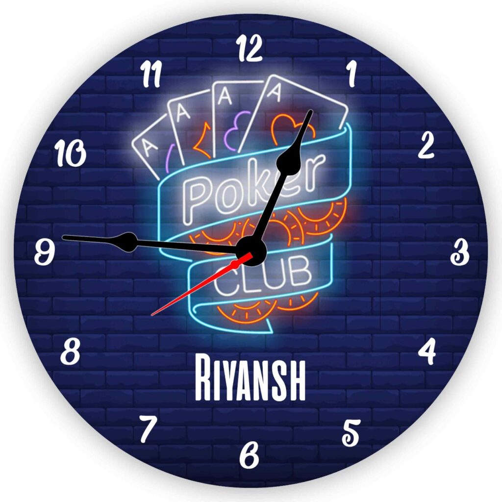 Clock – Poker Club – Personalize with Name – Mom’s Charm