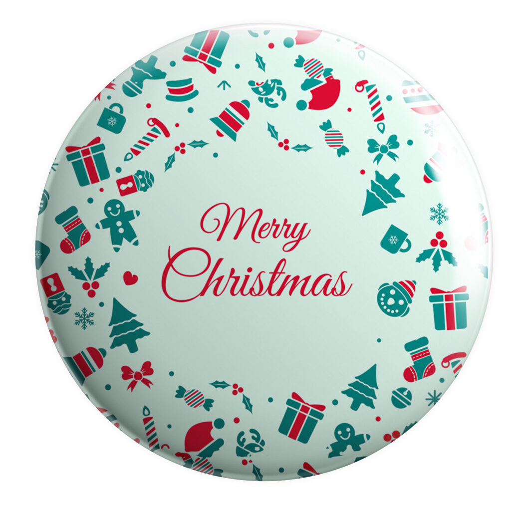 Personalized Button Badge – Merry Christmas – Mom’s Charm