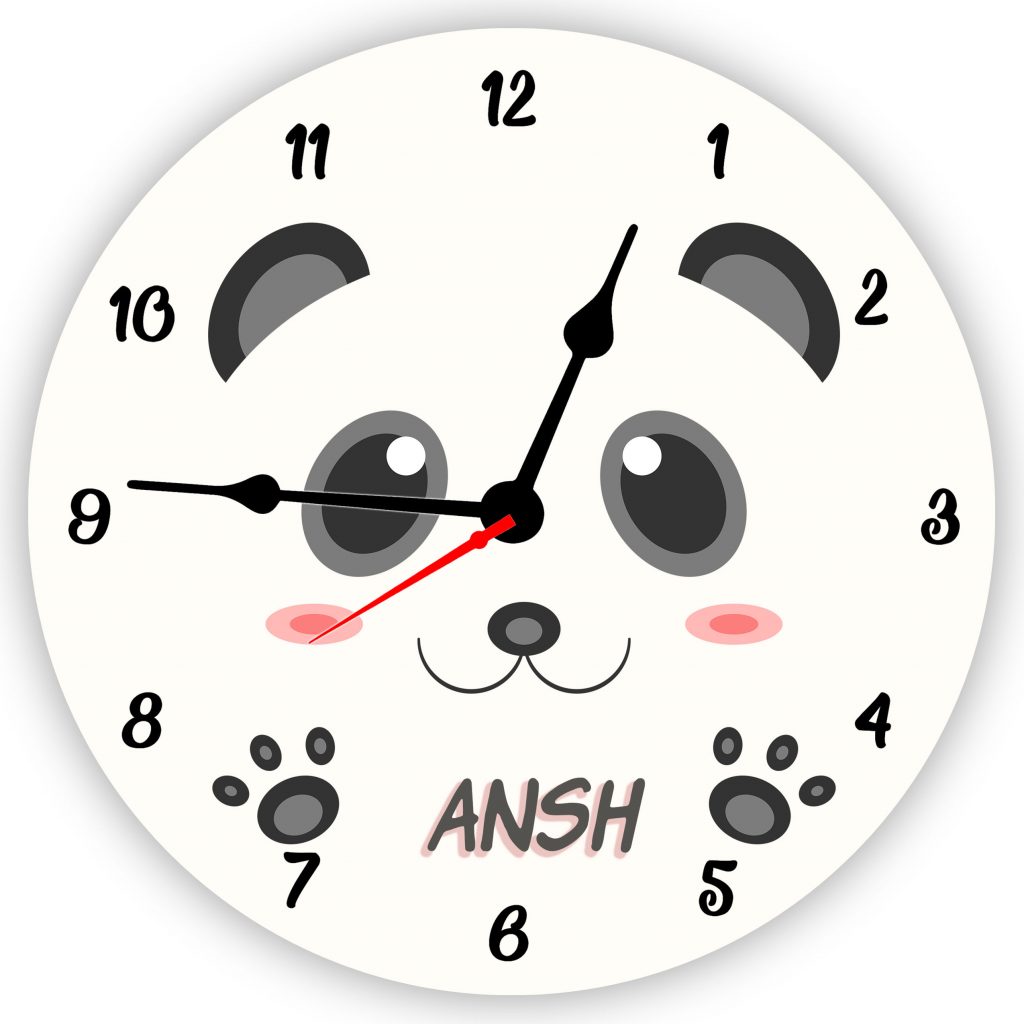 Clock – Panda – Personalize with Name – Mom’s Charm