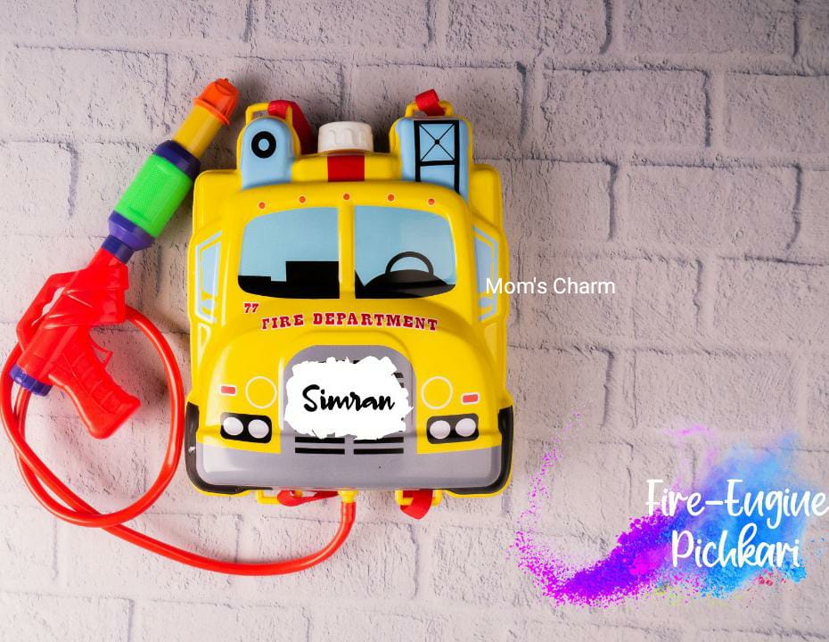 Customized Fire Engine Pichkari – Holi Water Gun – Yellow – Mom’s Charm